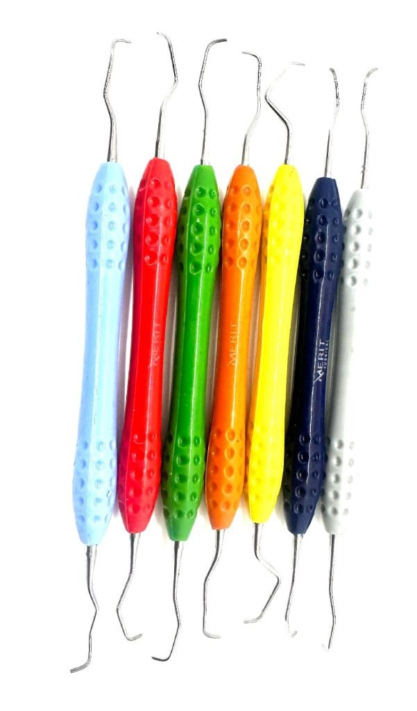 Gracey Hygiene Dental Instruments Set of 7 Silicone Handles - Merit ...