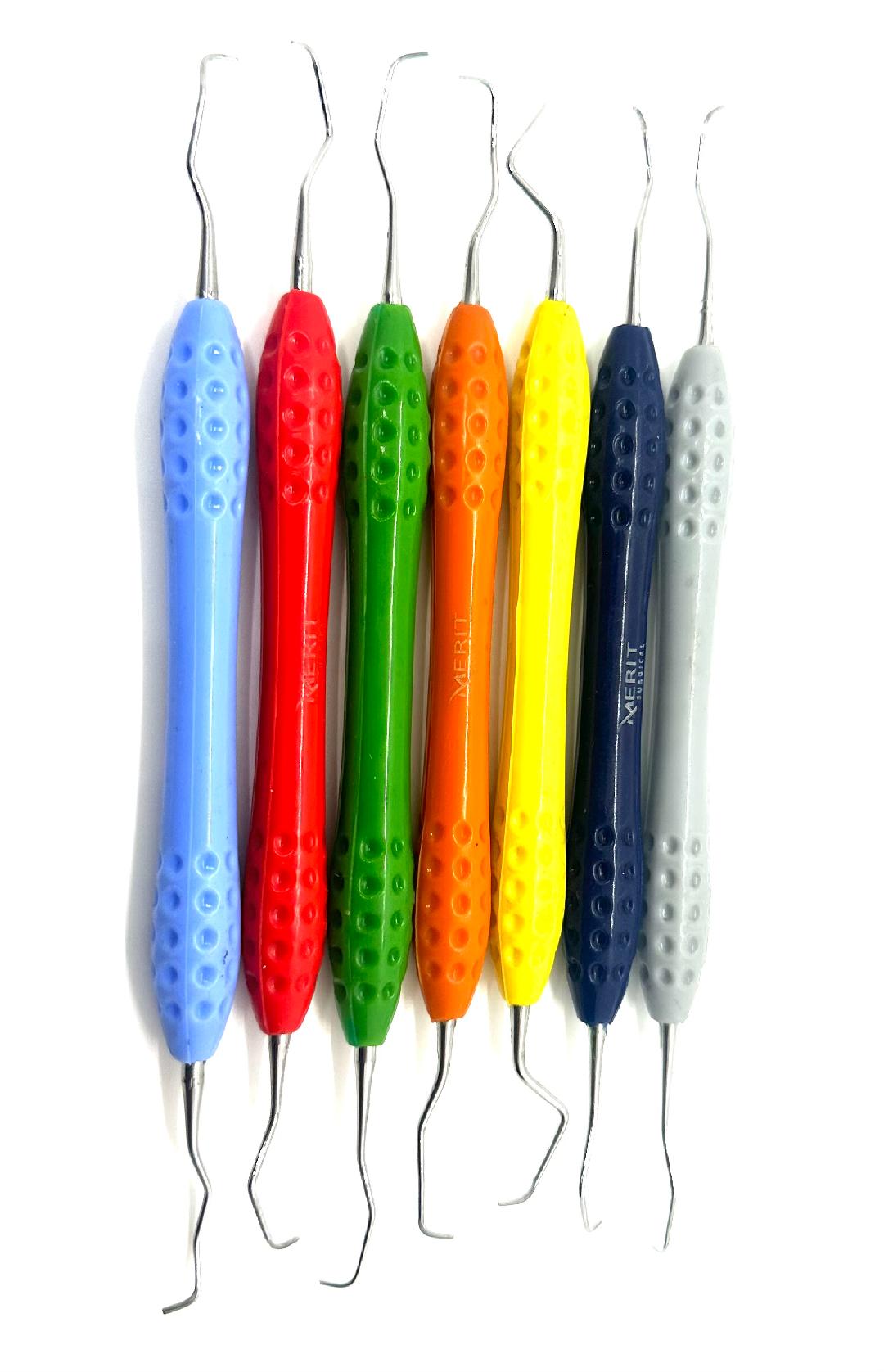 Gracey Hygiene Dental Instruments Set of 7 Silicone Handles - Merit ...